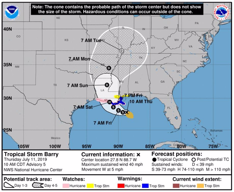 Tropical Storm Barry Forms, Threatens Louisiana As Potential Hurricane ...