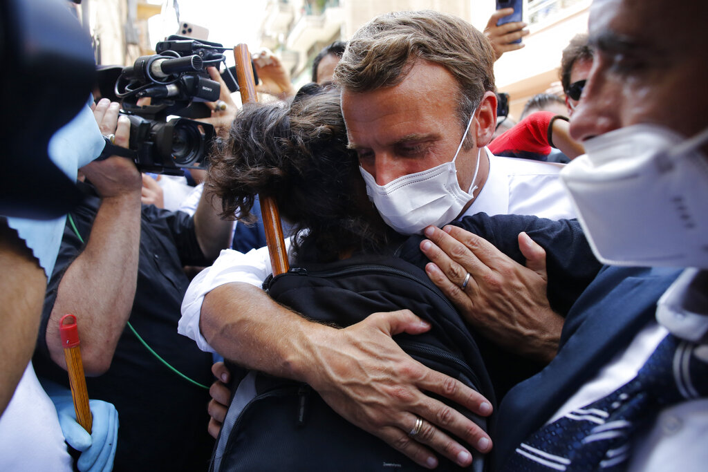 In Devastated Beirut, French President Macron Offers Unexpected Hug ...